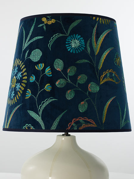 18" Egyptian Fez - Blue Velvet Embroidered - Houseoflamps